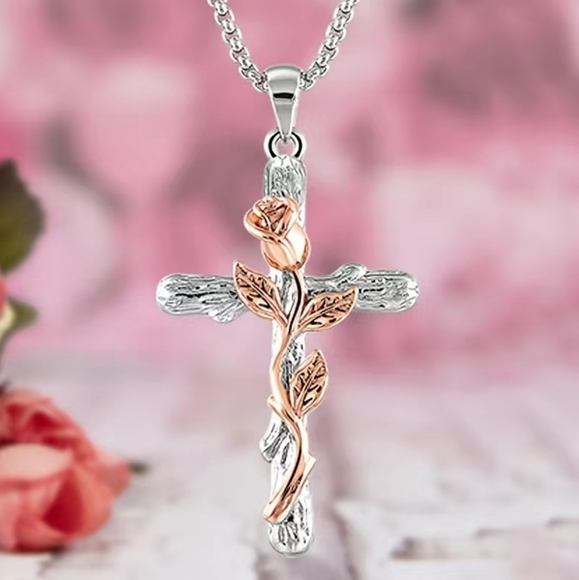 Jewelry | Rose Cross Necklace | Poshmark